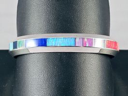 Native American Navajo Made Multistone Opal Inlaid Cuff at Kachina House
