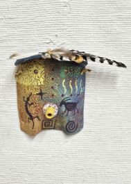 Native American Navajo Made Mask Clay Sculpture at Kachina House