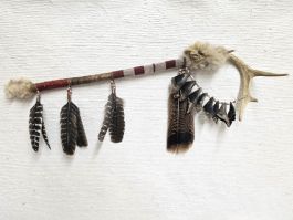 Vintage Native American Plains Made Ceremonial Dance Stick with Deer ...