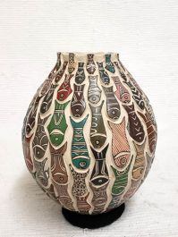 Mata Ortiz Handbuilt and Handpainted Fish Pot | Kachina House