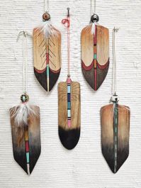 Native American Hopi Carved Prayer Feathers at Kachina House