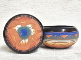 Native American Navajo Red Clay Small Round Jewelry Box with ...