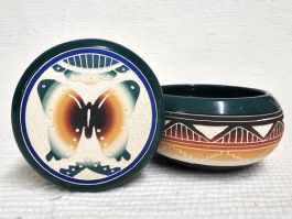 Native American White Clay Jewelry Box with Butterfly at Kachina House