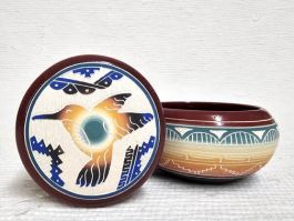 Native American Navajo White Clay Small Round Jewelry Box with ...