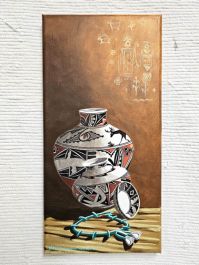Native American Made Pots and Petroglyphs Painting at Kachina House
