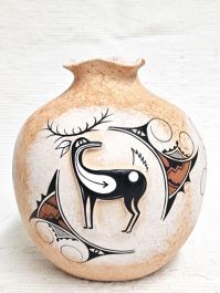 Native American Zuni Handbuilt and Handpainted Pot with Deer, Spirit ...