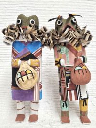 Old Style Hopi Carved Frog Traditional Rain Katsina Dolls at Kachina House