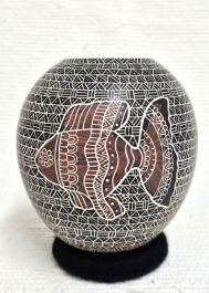 Mata Ortiz Handbuilt and Handetched Pot with Fish | Kachina House